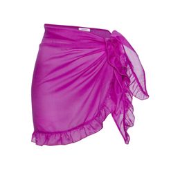 Strandrock Lascana, Damen, Gr. 1, blau (magenta), Chiffon, Obermaterial: 100% Polyester, unifarben, figurumspielend kurz, R&ouml;cke Strandrock