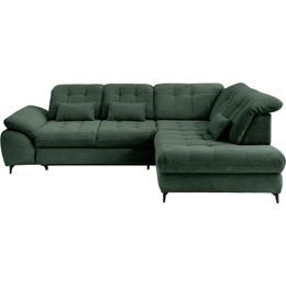 Ecksofa Home Affaire "Lazio modern und bequem, schmale Armlehnen, tolle Detailverarbeitung", silber, zierkissen silber, B:255cm H:94cm T:216cm, 93% Polyester, 7% Polyamid, Sofas, Ecksofa, zwei verschiedene Fu&szlig;farben w&auml;hlbar