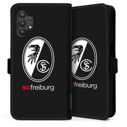DeinDesign Galaxy A32 5G Handy Klapph&uuml;lle Handyh&uuml;lle aus Kunst Leder schwarz Flip Case Sc Freiburg Official Licensed Product Coat Of Arms Sideflip mit langer 