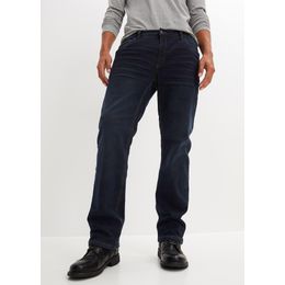 bonprix Thermo Relaxed Fit Jeans mit Dehnbund Straight, blau, Gr.52, L&auml;ssige Stretch-Thermojeans im Loose Fit mit w&auml;rmendem Polarfleece-Futter, 98% Baumwolle