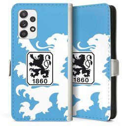 DeinDesign Galaxy A52s 5G Handy Klapph&uuml;lle Handyh&uuml;lle aus Kunst Leder wei&szlig; Flip Case Coat Of Arms Tsv 1860 M&uuml;nchen Official Licensed Product Sideflip mit Lasche