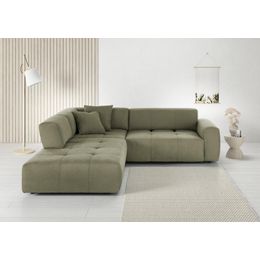 Ecksofa 3C CANDY "Yoshy Komfortsofa, bequem und modern, hochwertige Verarbeitungsdetails", gr&uuml;n (oliv), B:285cm H:74cm T:268cm, 100% Polyester, Sofas, Ecksofa, Zwei verschiedene Sitztiefen durch verstellbare R&uuml;ckenlehne, L-Form