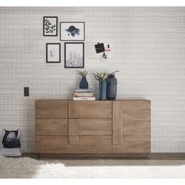 Sideboard Home Affaire "Jupiter, Breite 181 cm, Kommode 1 T&uuml;r - Soft Closing, 3 Schubk&auml;sten", braun (mercure nb holzstruktur), B:181cm H:90cm T:44cm, Sideboards, Sideboard, Anrichte, moderne Griffblende, FSC, cleveres Stauraumkonzept