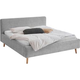 Meise M&ouml;bel Polsterbett MEISE.M&Ouml;BEL "Mattis", grau, B:161cm H:105cm L:218cm, Bezug Bett: Boucle (100% Polyester), Betten, Polsterbett, Topseller, wahlweise mit Bettkasten