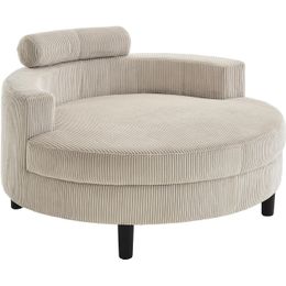 Loveseat "Ravi Sessel, B: 114 cm, Sitzh&ouml;he: 42 cm", beige (creme, wei&szlig;), B:114cm H:83cm T:154cm, 100% PES, ATLANTIC HOME COLLECTION, Sessel, XXL- Sessel, mit Stauraumhocker, R&uuml;ckenst&uuml;tze & 4 Zierkissen, Topseller