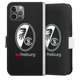 DeinDesign iPhone 12 Pro Handy Klapph&uuml;lle Handyh&uuml;lle aus Kunst Leder wei&szlig; Flip Case Sc Freiburg Official Licensed Product Coat Of Arms Sideflip mit Lasche
