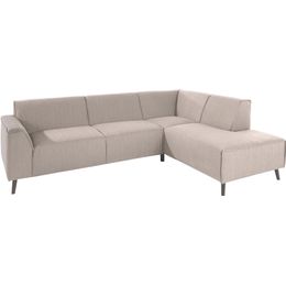 Ecksofa DOMO collection "Amora, inkl. Federkern f&uuml;r mehr Sitzkomfort, Breite 263cm, L-Form", beige, B:263cm H:81cm T:191cm, Struktur (100% Polyester);Struktur grob (100% Polyester);Luxus-Microfaser (100% Polyester), Sofas, Ecksofa, Komfortsitzh&ouml;he 47 cm, Fu&szlig;h&ouml;he passend f&uuml;r g&auml;ngige Saugroboter