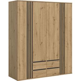 Schrank-Set Home Affaire "ALVA, in den Breiten 160 & 240 cm, Paneeloptik, Schlafzimmerschrank", braun (artisan eiche nachbildung, anthrazit), B:160cm H:192cm T:56cm, Kastenm&ouml;bel-Sets, Kleiderschrank Kombination, bestehend aus: 2 Schr&auml;nken &aacute; 80 cm Breite
