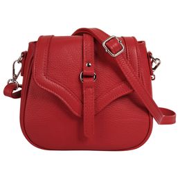 Umh&auml;ngetasche CLUTY, Damen, Gr. B/H/T: 19cm x 17cm x 7cm onesize, rot, Leder, leicht gl&auml;nzend, unifarben, Taschen Umh&auml;ngetasche, echt Leder, Made in Italy