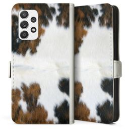 DeinDesign Galaxy A52s 5G Handy Klapph&uuml;lle Handyh&uuml;lle aus Kunst Leder wei&szlig; Flip Case Cow Fur Cow Skin Sideflip mit Lasche