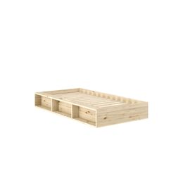 Stauraumbett Karup Design "Ziggy Bed, Stauraumbett, FSC-zertifiziertes Massivholz made in Europe", clear lacque, B:107cm H:29cm L:205cm, Betten, Stauraumbett, mit 3 Ablagen, inklusive Lattenrost, ohne Matratze, mehrere Farben