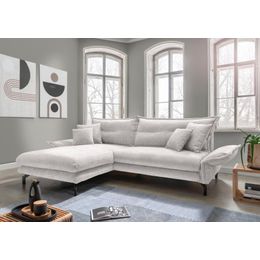 Ecksofa Home Affaire "Lazio modern und bequem, schmale Armlehnen, tolle Detailverarbeitung", wei&szlig;, B:255cm H:94cm T:180cm, Sofas, Ecksofa, Armlehnen verstellbar