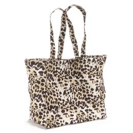 Shopper LSCN BY LASCANA "Schultertasche, Strandtasche, Badetasche, Sommertasche, Handtasche", Damen, Gr. B/H/T: 40cm x 42cm x 30cm, leo, Stoff, Textil, gemustert, Taschen Shopper, Einkaufstasche, Tragetasche mit angesagtem Leo-Print VEGAN