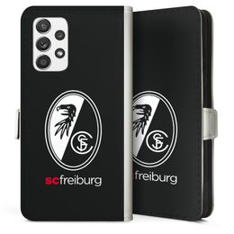 DeinDesign Galaxy A52s 5G Handy Klapph&uuml;lle Handyh&uuml;lle aus Kunst Leder wei&szlig; Flip Case Sc Freiburg Official Licensed Product Coat Of Arms Sideflip mit Lasche