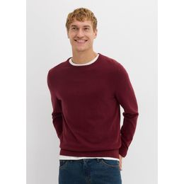 bonprix Feinstrickpullover mit edler Merinowolle, rot, Gr.60/62 (XXL), Weiche Merinowolle und atmungsaktive Baumwolle verbinden sich zu einer perfekten Mischung f&uuml;r nat&uuml;rliche W&auml;rme und stilvolle Alltagsmomente, aus Merino
