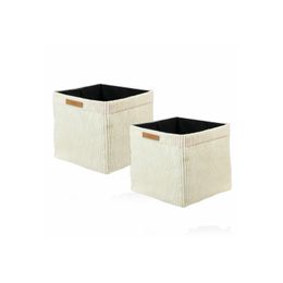 Aufbewahrungsbox LYCCE "Aufbewahrungskorb Faltbare Aufbewahrungsbox Cord 2P 2er Pack", beige (vanille), B:33cm H:31cm T:33cm, Obermaterial: 90% Polyester PES. 10% Nylon NY., Aufbewahrungsboxen, Aufbewahrungsbox