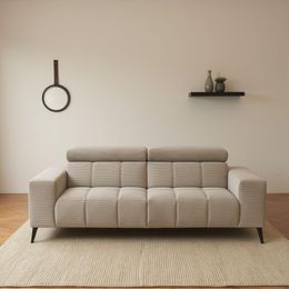 2-Sitzer DOMO collection "Trento, mit Kufenfu&szlig; oder Einzelfu&szlig;", grau (taupe), B:238cm H:79cm T:104cm, 100% Polyester, Sofas, whlw. verstellbare Kopfteile, passend f&uuml;r g&auml;ngige Saugroboter