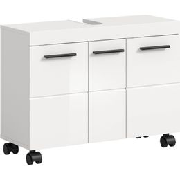 Waschbeckenunterschrank Welltime "AVON, Breite 80 cm, 3 T&uuml;ren, 3 Einlegb&ouml;den, 6 F&auml;cher", wei&szlig;, wei&szlig; hochglanz, B:80cm H:58cm T:30cm, FSC-zertifizierter Holzwerkstoff, Schr&auml;nke, Waschbeckenunterschrank, Badm&ouml;bel, Badschrank, Unterschrank, Waschtisch, Kommode, Bad