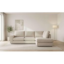 Ecksofa OTTO HOME "Nivette, weiches Chenille", latte, B:292cm H:93cm T:220cm, 100% polyester, Sofas, Ecksofa, Breite 292 cm, L-Form, bodentief, mit Wellenunterfederung
