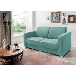 Ecksofa Home Affaire "Lazio modern und bequem, schmale Armlehnen, tolle Detailverarbeitung", gr&uuml;n (mint), B:159cm H:88cm T:87cm, 92% Polyester, 8% Nylon, Sofas, Ecksofa, mit 2 Einzelausz&uuml;gen als L&auml;ngsschl&auml;fer