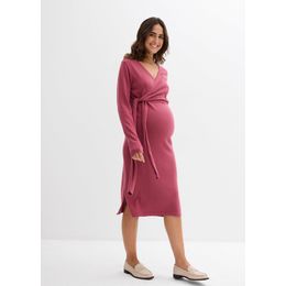 bonprix Wickelkleid f&uuml;r die Schwangerschaft und danach aus reiner Baumwolle, lila, Gr.44/46 (L), Lang&auml;rmeliges Midikleid aus weichem Baumwollstrick, 100% Baumwolle (organic)