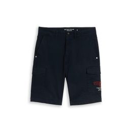 Tom Tailor Herren Regular Fit Cargo Shorts mit Stretch, blau, Uni, Gr. 30