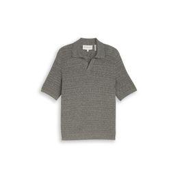 Tom Tailor Herren Strick-Poloshirt mit Leinenanteil, gr&uuml;n, Meliert, Gr. XXL
