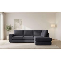 Ecksofa OTTO HOME "Nivette, weiches Chenille", dunkelgrau, B:292cm H:93cm T:220cm, 100% polyester, Sofas, Ecksofa, Breite 292 cm, L-Form, bodentief, mit Wellenunterfederung