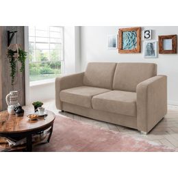 Ecksofa Home Affaire "Lazio modern und bequem, schmale Armlehnen, tolle Detailverarbeitung", grau (taupe), B:159cm H:88cm T:87cm, 92% Polyester, 8% Nylon, Sofas, Ecksofa, mit 2 Einzelausz&uuml;gen als L&auml;ngsschl&auml;fer