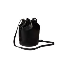 Beuteltasche Calvin Klein "BOLD CK SMALL BUCKET BAG", Damen, Gr. B/H/T: 18cm x 21cm, schwarz, wei&szlig;, Lederimitat, unifarben, Taschen Beuteltasche, Damen Umh&auml;ngetasche, Schultertasche mit CK-Logo
