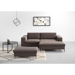 Ecksofa DOMO collection "Modica kompakt und elegant, Breite 244, L-Form", grau (taupe), B:244cm H:83cm T:173cm, Sofas, Ecksofa, Auch in Cord, Fu&szlig;h&ouml;he passend f&uuml;r g&auml;ngige Saugroboter
