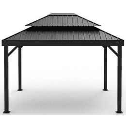 Pavillon Sojag "London Schwarz", schwarz, B/H/T: 299,3cm x 310cm x 424,3cm, Pavillons, Massive Konstruktion aus Aluminium