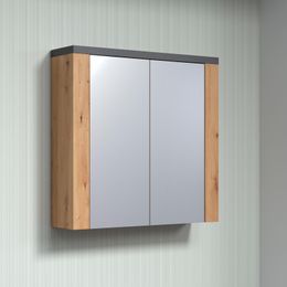Spiegelschrank Welltime "Ambres", artisan eiche melamin, B:79cm H:78cm T:20cm, Schr&auml;nke, Spiegelschrank, Badspiegel in matter Echtholzoptik - Ma&szlig;e (B/T/H) 79/20/78 cm