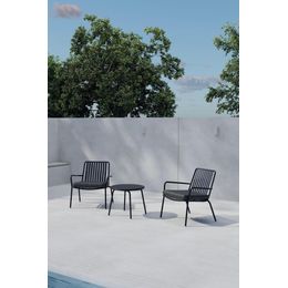 Gartenlounge-Set VENTURE HOME "Mykonos, gro&szlig;z&uuml;giges Outdoor-Set f&uuml;r hohen Sitzkomfort", schwarz, schwarz, schwarz, B:65cm H:68cm T:65cm, Polyester, Stahl, Sitzm&ouml;bel-Sets, Loungem&ouml;bel mit Stoffbezug, angenehm, weich
