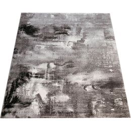 Teppich Paco Home "Canvas 754", grau, B:120cm H:16mm L:170cm, Polypropylen (PP), Teppiche, Teppich, Kurzflor, modernes Design, mit Arizona Leinwand Optik