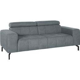 2-Sitzer DOMO collection "Cunelli, moderne Sitzn&auml;hte als Designelement, fester Sitzkomfort", blau (eisblau), B:208cm H:79cm T:104cm, Sofas, whlw. verstellbare Kopfteile, passend f&uuml;r g&auml;ngige Saugroboter