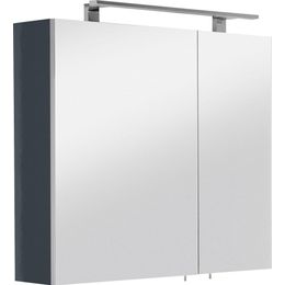 Spiegelschrank Optifit "Mino", grau (seidenglanz anthrazit), B:80cm H:68cm T:17,6cm, Schr&auml;nke, Spiegelschrank, Breite 80 cm