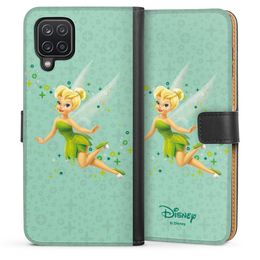 DeinDesign Galaxy A12 Handy Klapph&uuml;lle Handyh&uuml;lle aus Kunst Leder schwarz Flip Case Tinkerbells Disney Official Licensed Product Sideflip mit langer Lasche