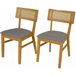 Esszimmerstuhl Jahnke "VIENNA SIT DUO", silbergrau, eiche, eiche, silbergrau, B:47cm H:81,5cm T:50cm, Massivholz, St&uuml;hle, Esszimmerstuhl, Esszimmerstuhl (2er Set), Massivholz, gepolstert, bis 110 kg belastbar