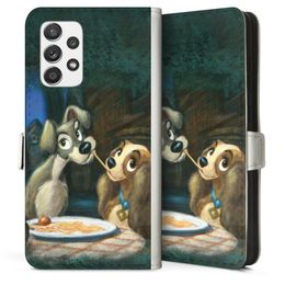 DeinDesign Galaxy A52s 5G Handy Klapph&uuml;lle Handyh&uuml;lle aus Kunst Leder wei&szlig; Flip Case Lady And The Tramp Disney Official Licensed Product Sideflip mit Lasche