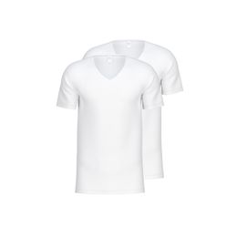 T-Shirt Calida "T-Shirt MEN T-Shirt 2PACK Natural Benefit 2er Pack", Herren, Gr. XL, wei&szlig;, Obermaterial: 94% Baumwolle CO. 6% Elasthan EL., Shirts T-Shirt
