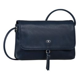 Umh&auml;ngetasche Tom Tailor "Luna", Damen, Gr. B/H/T: 21cm x 13cm x 5cm, blau, Polyurethan, Polyurethan (PU), clean, gepflegt, unifarben, Taschen Umh&auml;ngetasche, mit hochgl&auml;nzendem Logo und kleinem dekorativen Knoten