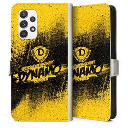 DeinDesign Galaxy A52s 5G Handy Klapph&uuml;lle Handyh&uuml;lle aus Kunst Leder wei&szlig; Flip Case Logo Official Licensed Product Sg Dynamo Dresden Sideflip mit Lasche