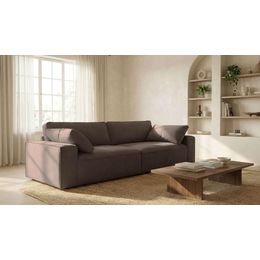 3-Sitzer OTTO HOME "Mittell, Chenille", braun, B:246cm H:78cm T:111cm, 100% PES, Sofas, Breite 245 cm, bodentief, extra Kissen inkl., tiefe Sitzfl&auml;che
