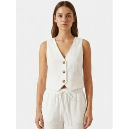 Kurzweste ITS MAY "ITS MAY Vest Elle", Damen, Gr. M/L, wei&szlig;, Obermaterial: 50% Leinen, 50% Baumwolle, Westen