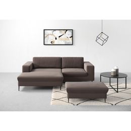 Ecksofa DOMO collection "Modica kompakt und elegant, Breite 244, L-Form", grau (taupe), B:244cm H:83cm T:173cm, Sofas, Ecksofa, Auch in Cord, Fu&szlig;h&ouml;he passend f&uuml;r g&auml;ngige Saugroboter
