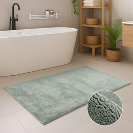 Badematte Carpet City "PURE500, Badteppich uni", gr&uuml;n, H:16mm, Polyester, Badematten, Badematte, Teppich Badezimmer, Badvorleger, Anti-Rutsch, Waschbar, Duschmatte