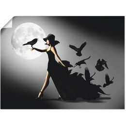 Wandbild Artland "Die Frau mit den Raben", schwarz (farbe bild(er): schwarz), B:40cm H:30cm, Bilder, als Alubild, Leinwandbild, Poster in verschied. Gr&ouml;&szlig;en