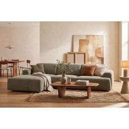 Ecksofa Home Affaire "Linkka, Breite 301 cm", gr&uuml;n, B:301cm H:75cm T:163cm, 90% PES, 10% Nylon, Sofas, Ecksofa, L-Form, in einem weichen Chenille-Stoff, mit Wellenunterfederung