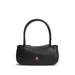 Henkeltasche Tommy Hilfiger "TH LOGOTAPE SHOULDER BAG", Damen, Gr. B/H/T: 29cm x 13,5cm x 11cm, schwarz, Lederimitat, Taschen, Damen Handtasche mit doppeltem Tragegriff
